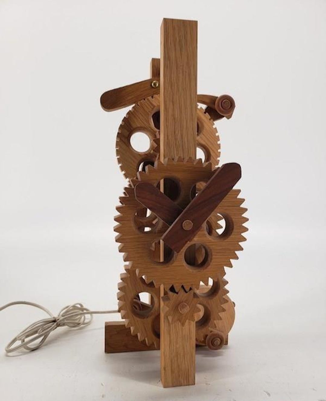 Handmade Wooden Gear Clock: Signed Kinetic Art by Leon Hyatt - Etsy