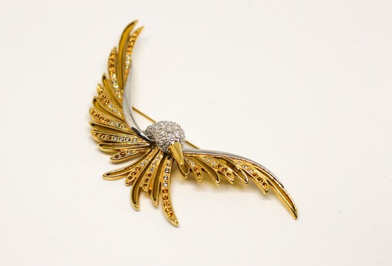 Rare JOAN RIVERS Signed 4" Hummingbird Bird Brooch Pi… - Gem