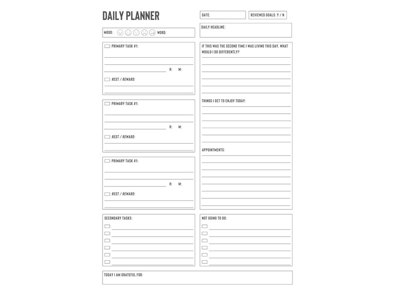 Purpose Driven, Daily Planner, Printable, Instant Download, 3 Sizes ...