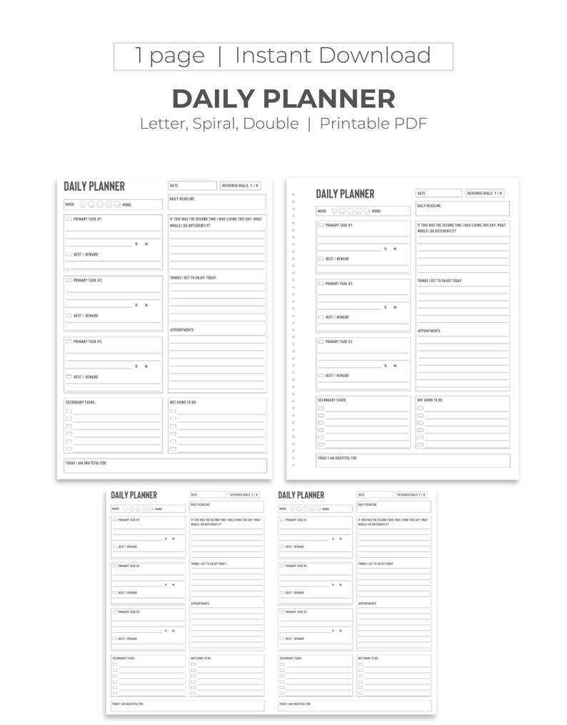 Purpose Driven, Daily Planner, Printable, Instant Download, 3 Sizes ...