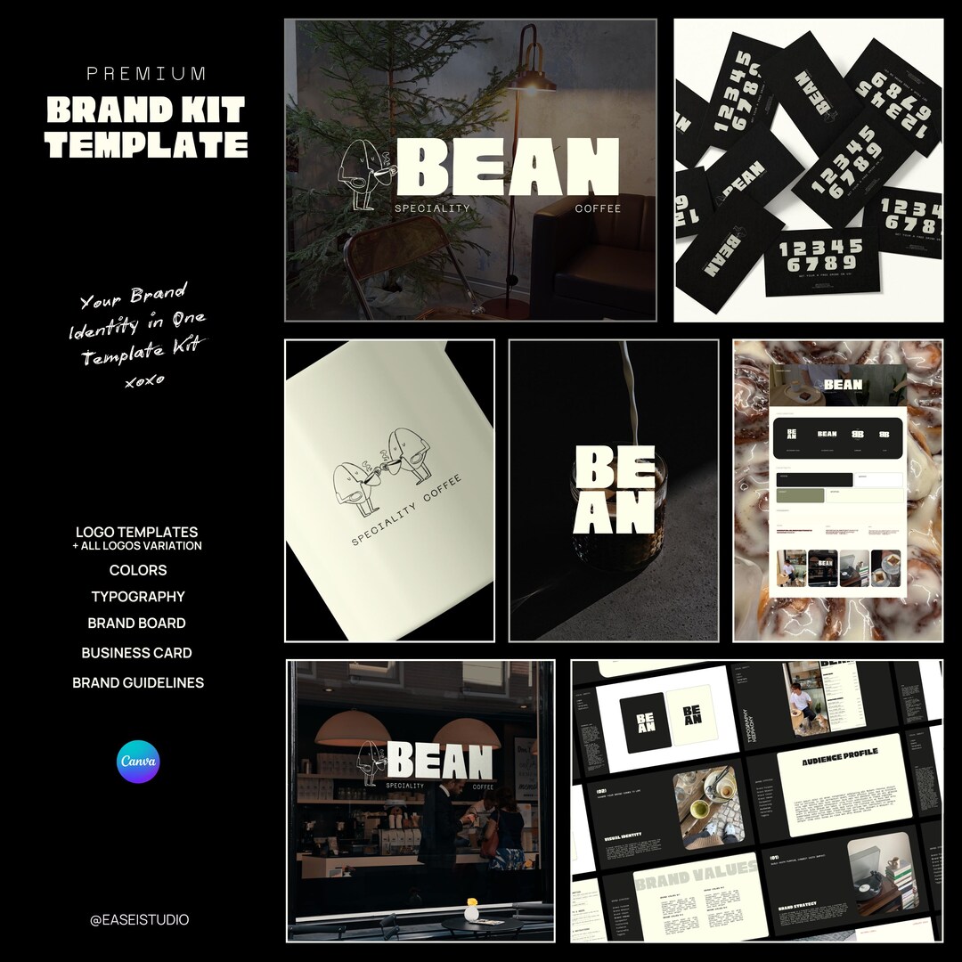 Visual Identity Template, Logo Template, Coffee Shop Logo,diy Brand ...