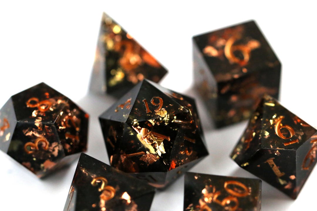 Ember in the Ashes - Black Dnd Dice With Specks of Gold and Copper - Etsy