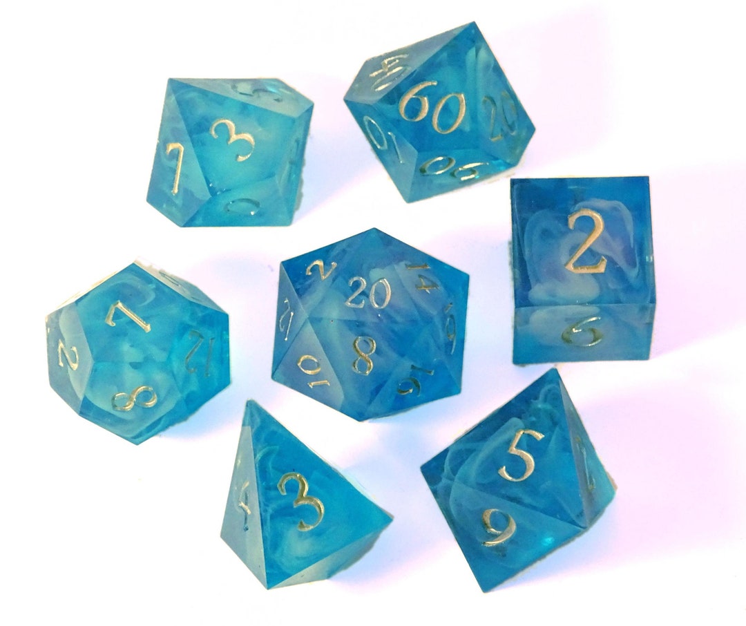 Gust of Wind - Blue Rpg Dice With Clouds, Cloudy Dice - Etsy