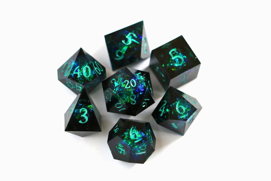 Will-o'-wisp - Black Dnd Dice With Iridescent Core, Dark Rpg Dice - Etsy