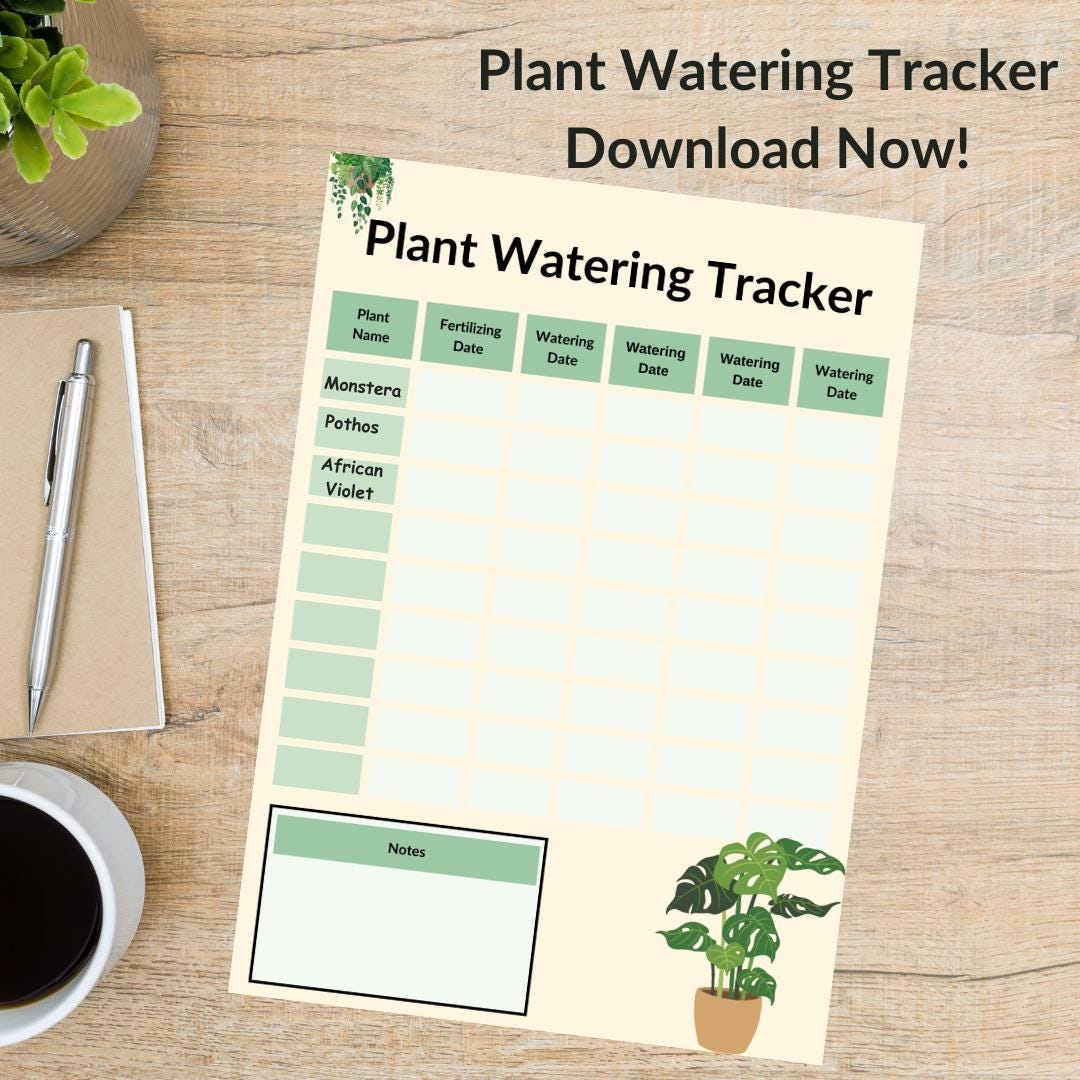 Plant Care Tracker | Watering and Fertilizing Schedule Printable - Etsy