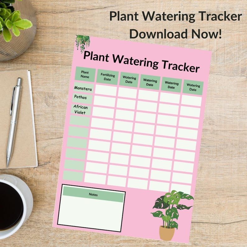 Plant Care Tracker | Watering and Fertilizing Schedule Printable - Etsy