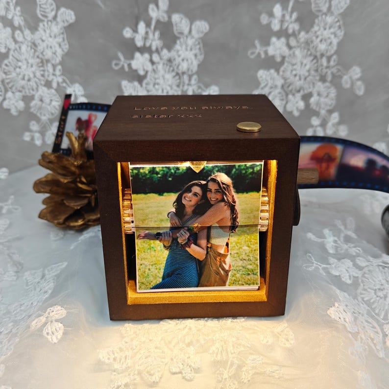 Custom Wooden Photo Album for Sister,personalized Flipbook Photo Box ...