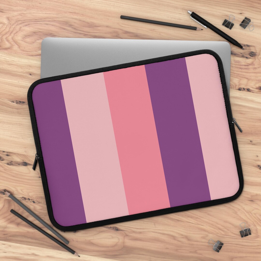 Computer Case, Purple and Pink Striped Laptop Sleeve, Colorful Tech ...