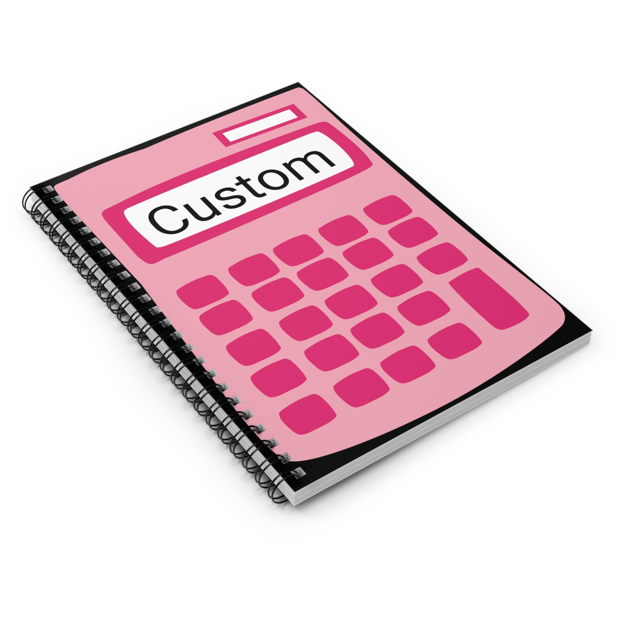 Custom Notebook, Pink Calculator, Spiral Notebook, Journal, Ruled Lines ...