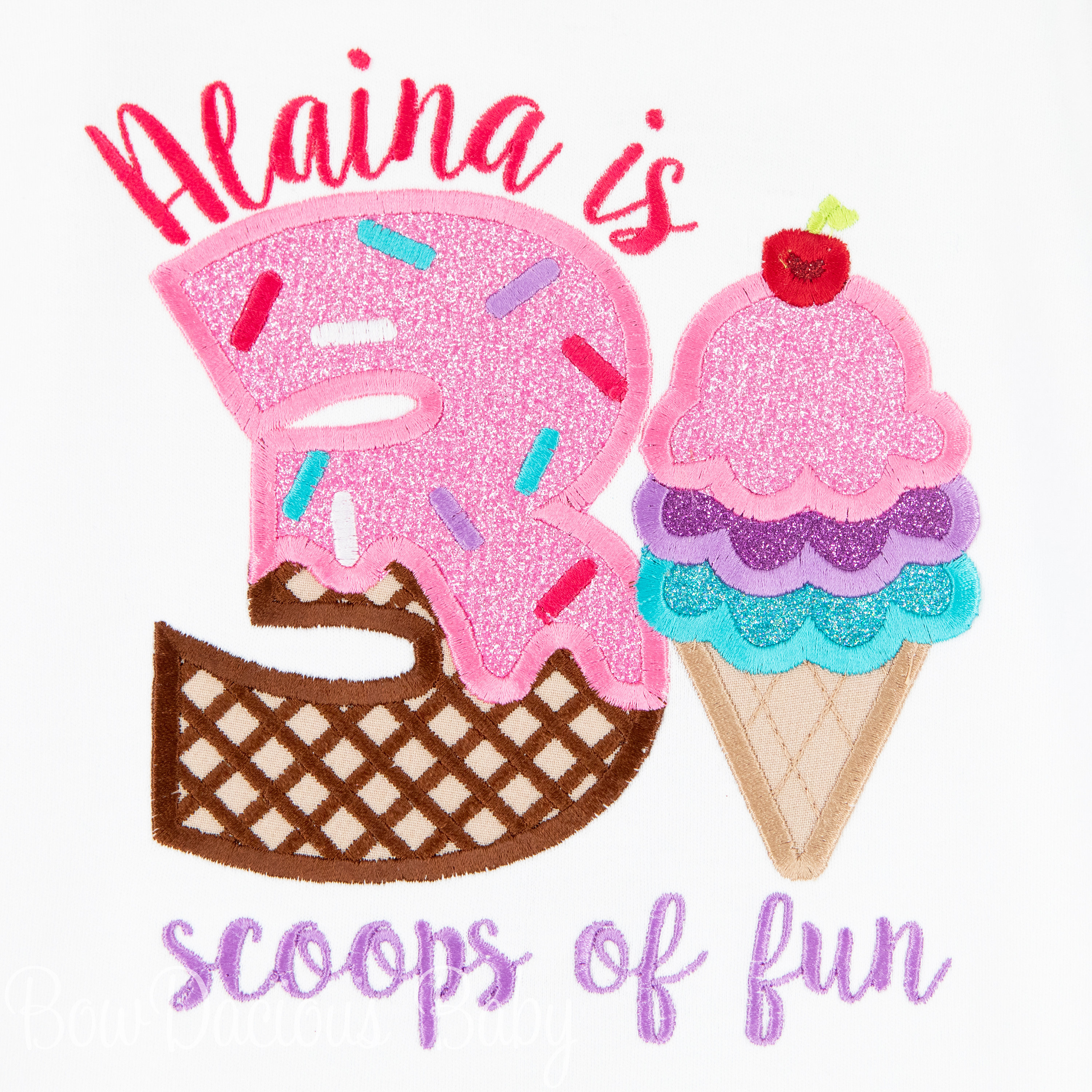 Girls Ice Cream Birthday Shirt, 3 Scoops Ice Cream Birthday Shirt ...