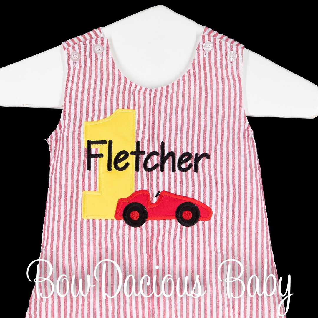 Personalized Race Car Birthday Overalls: Custom Monogrammed Outfit - Etsy
