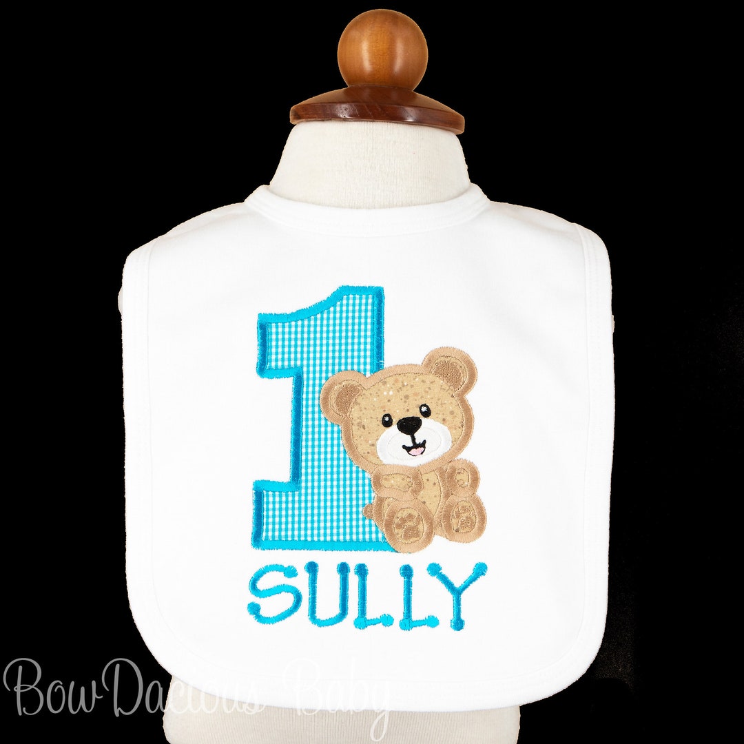 Teddy Bear Birthday Bib, Bear Bib, Little Bear, Birthday Bear Bib ...