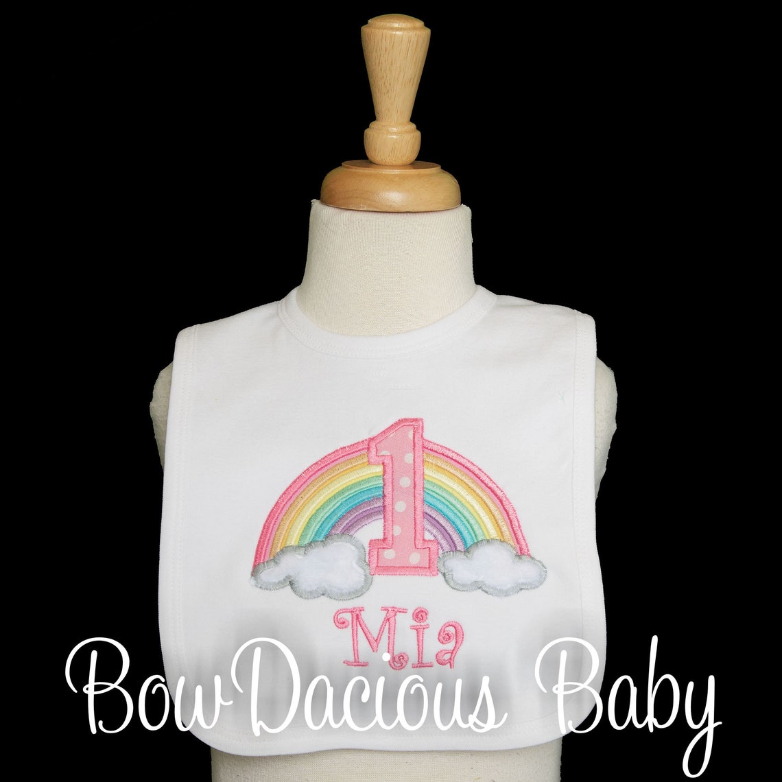 Rainbow Bib, Personalized Bib, Cake Smash Bib, Girls First Birthday Bib ...