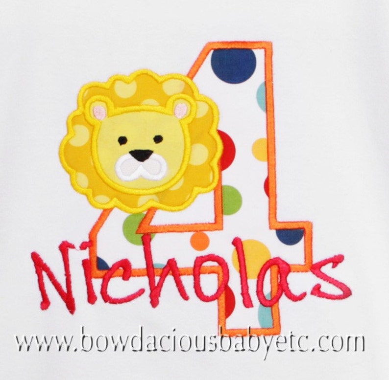 Lion Birthday Shirt Number Lion Zoo Monogrammed Custom | Etsy