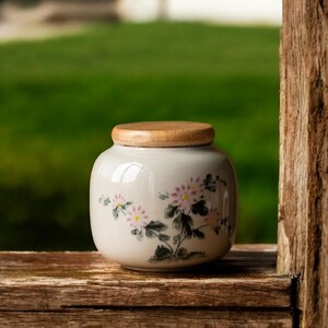 Japanese Ceramic Tea Jar With Bamboo Design | Handcrafted Storage ...
