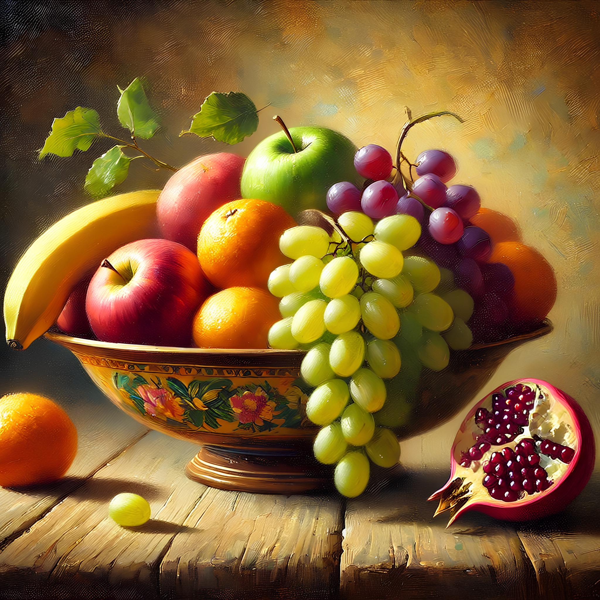 Classic Oil Painting of a Fruit Bowl – Digital File - Etsy