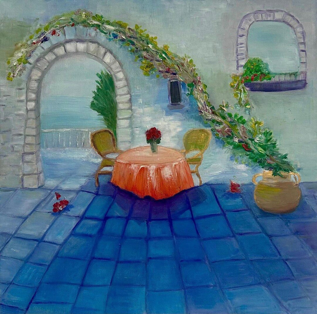 Original Paintings «table for Two Romantics» a Gift Interior Design - Etsy