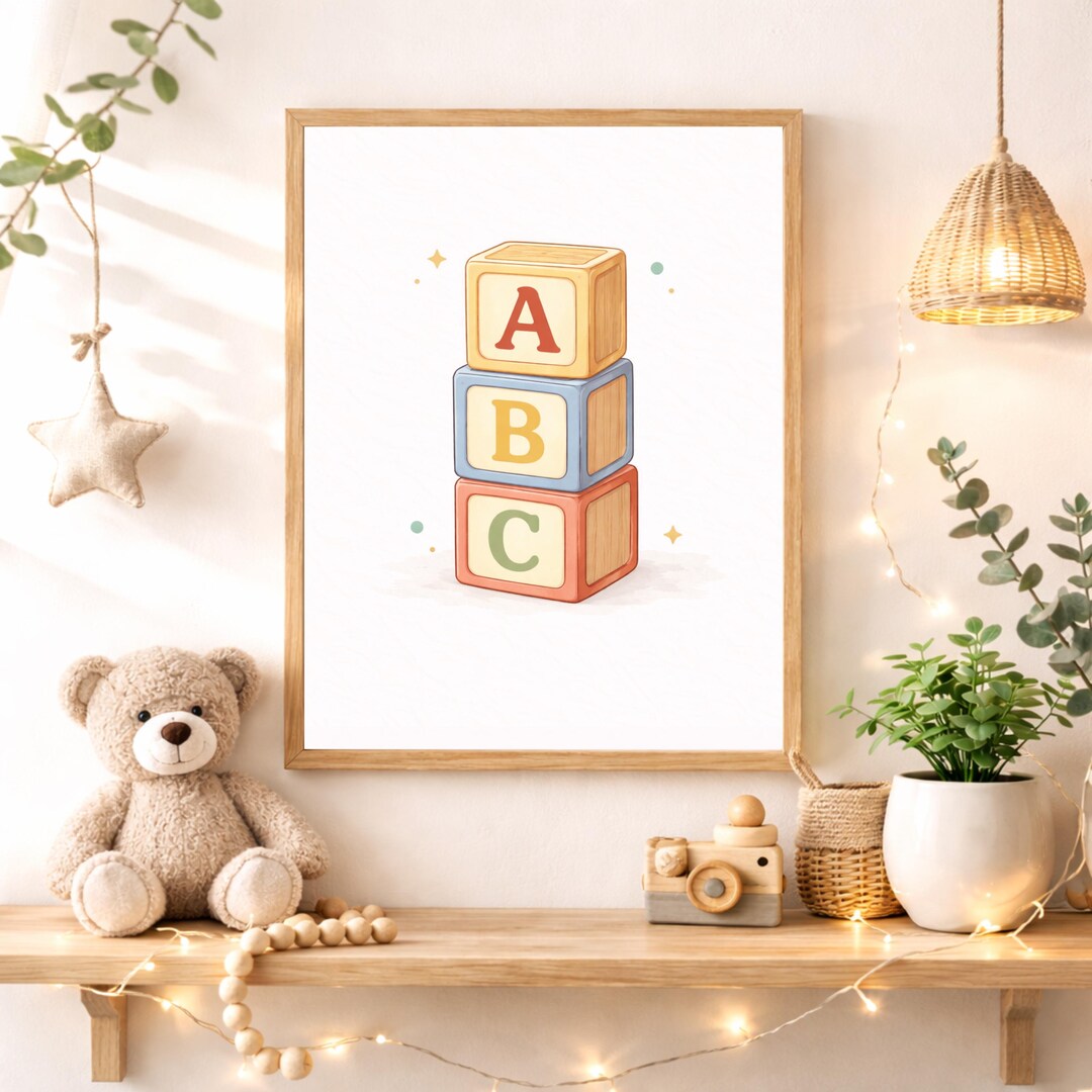 Alphabet Wall Art Printable, ABC Nursery Decor, Educational Kids Poster ...