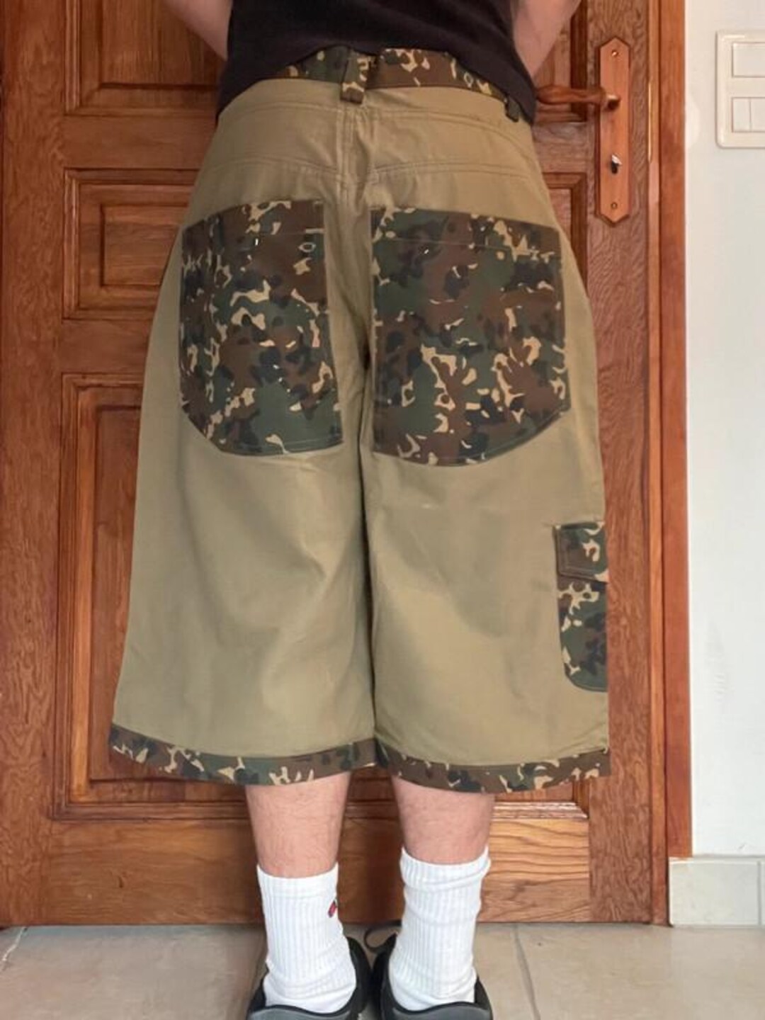 Oversized Military Cargo Jort / Shorts Crema Streetwear Carpenter Y2k ...