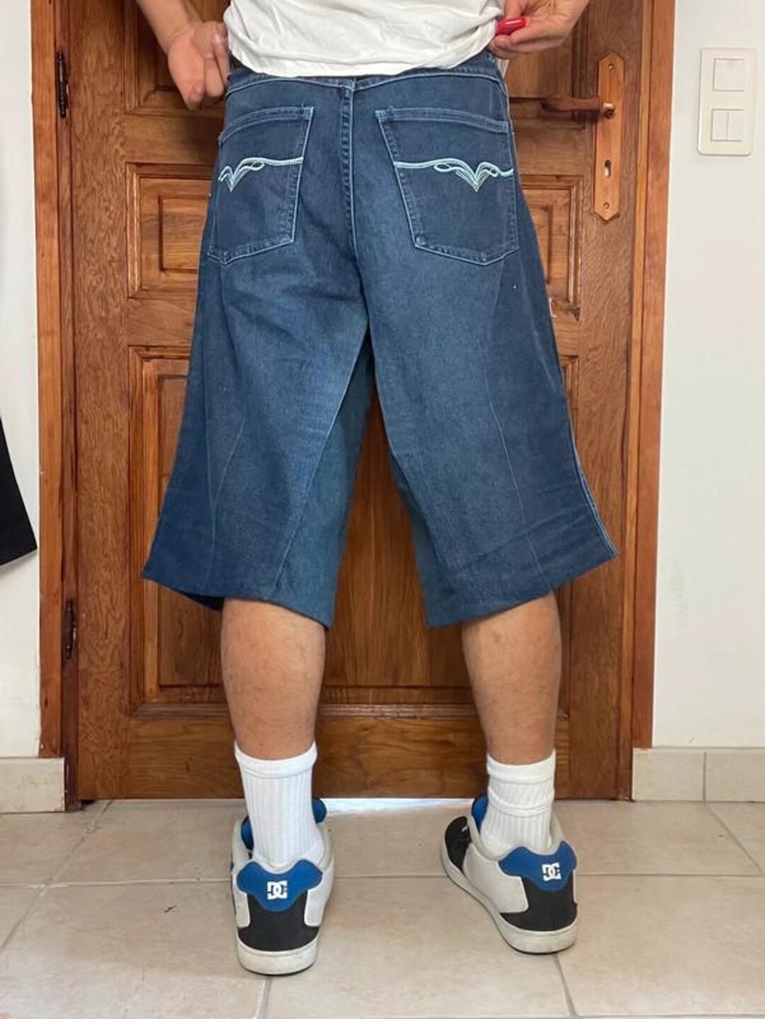 Jorts Baggy Shorts, Large Handmade Style JNCO Y2k Embroidered Hiphop ...
