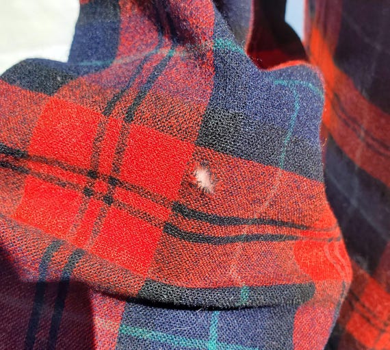 1960s Pendleton Red/Black Plaid Flannel Button Up Shi… - Gem