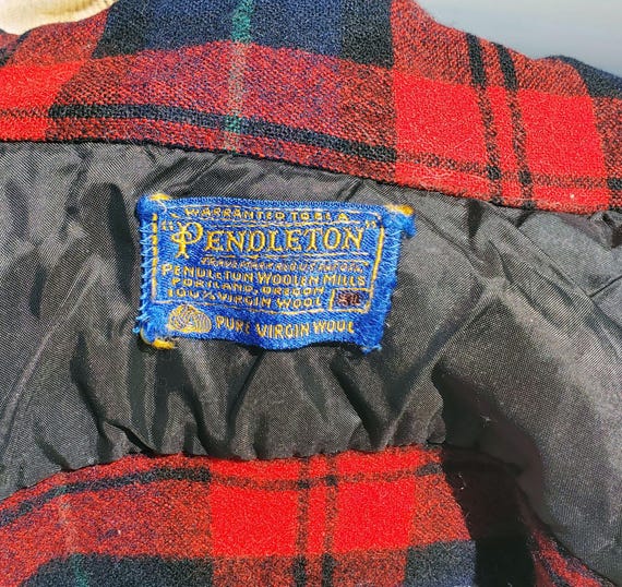 1960s Pendleton Red/Black Plaid Flannel Button Up Shi… - Gem