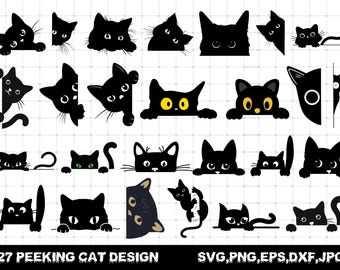 Peeking Cat SVG Pack, Cat Silhouette, Peeking Svg, Cut Files for Cricut ...