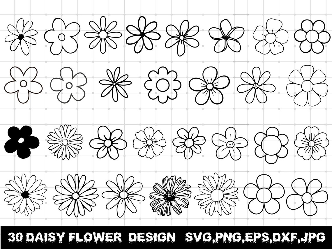 Outline Flower Svg, Dxf, Eps, Png, Jpg, Flower Outline Svg, Daisy ...