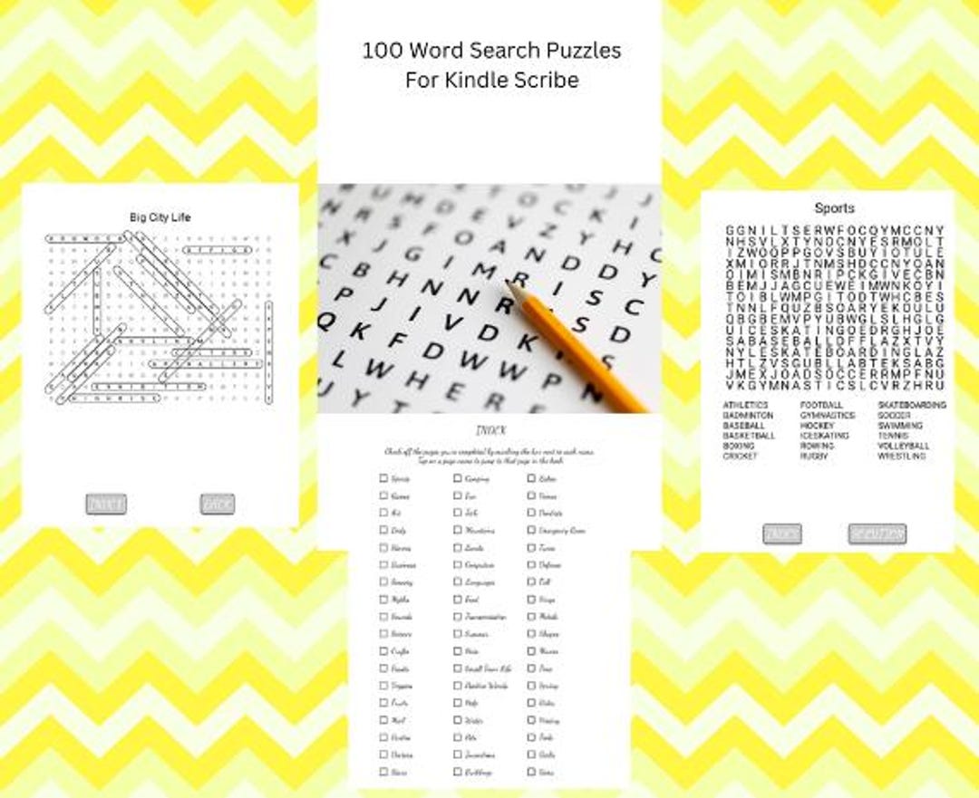 100 Interactive Word Search Puzzles for Kindle Scribe - Etsy