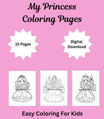 My Princess Coloring Pages, Bold and Easy Coloring for Kids 8.5X11 - Etsy
