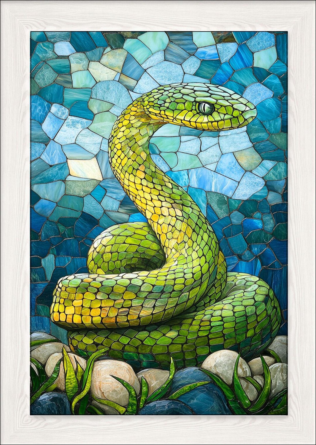 Snake Art, Stained Glass Snake, Snake Painting, Snake Stained Glass ...
