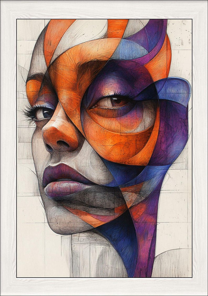 Abstract Woman Face Art Modern Face Artwork Contemporary Face Art Face ...