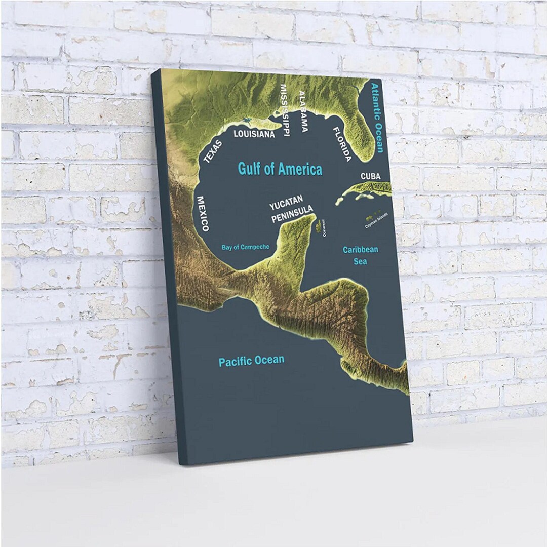 Map of the Gulf of America Framed Gulf Coast Map Nautical Gulf of ...