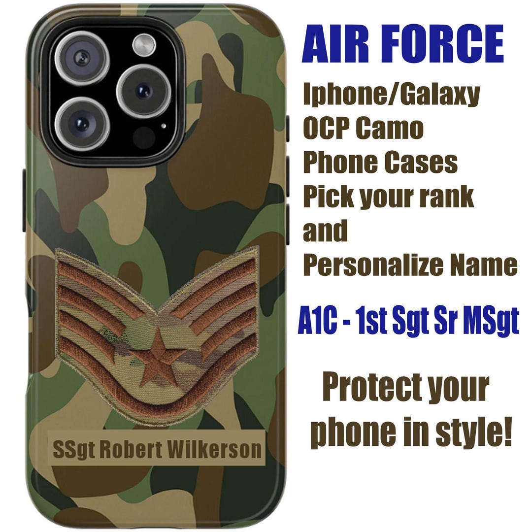 Military Rank Patch Camo Personalized Tough Phone Case, Air Force ...