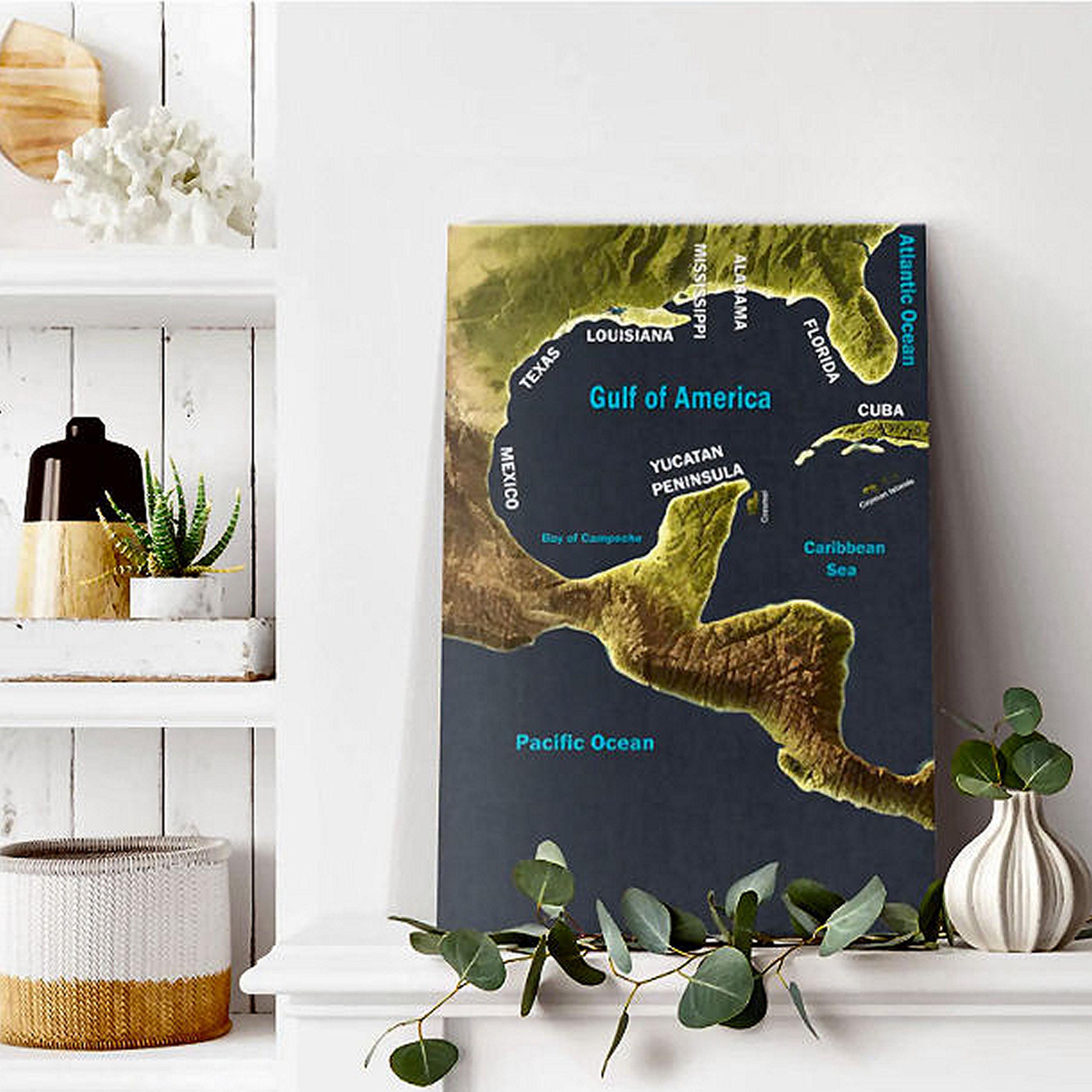 Map of the Gulf of America Framed Gulf Coast Map Nautical Gulf of ...