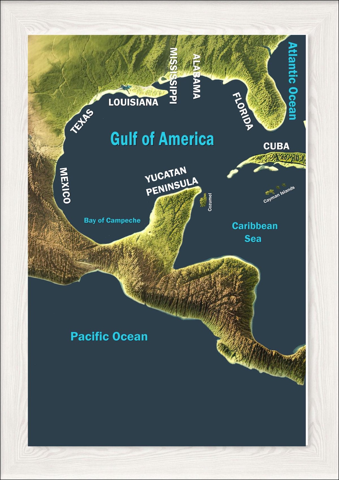 America Gulf Map Gulf of America Map Print Caribbean Sea Map Nautical ...