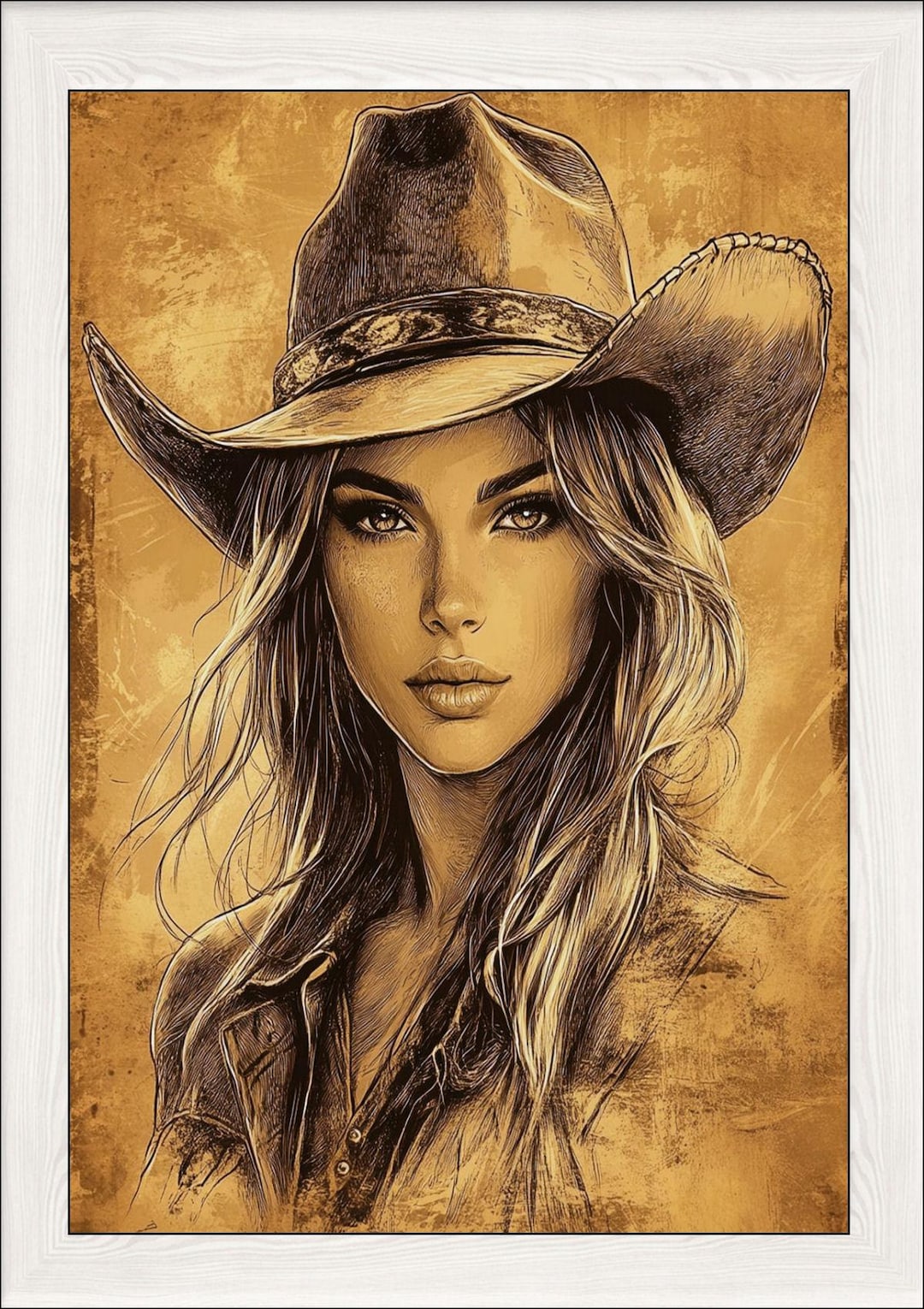 Vintage Cowgirl Art Western Wall Decor Rustic Cowgirl Picture Sepia ...