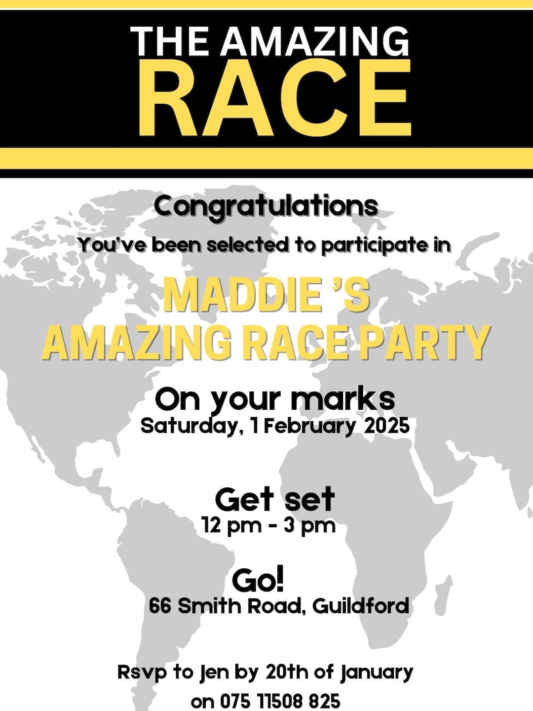 The Amazing Race Invitation | Birthday | Race Theme Party Invite ...