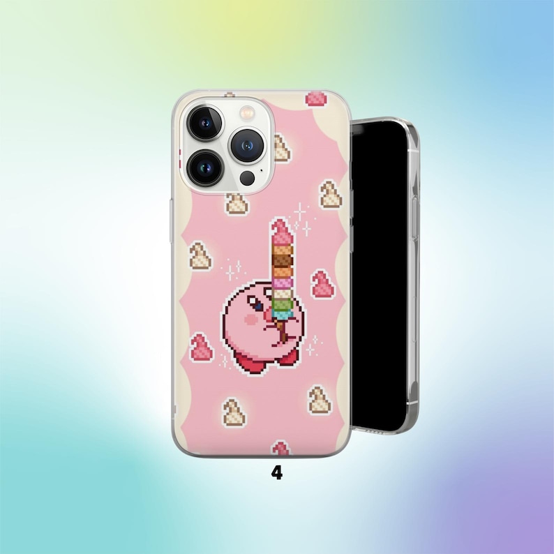 Cute Kirby Phone Case, Pixel Art Aesthetic Cover for iPhone 17, 16, 15 ...