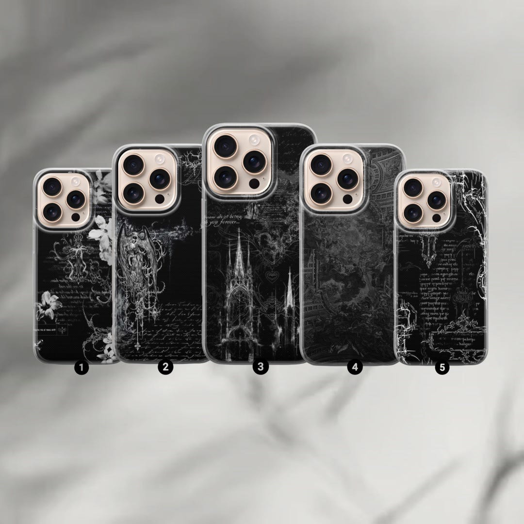 Dark Gothic Phone Case, Edgy Aesthetic Cover for iPhone 17, 16, 15, 14 ...