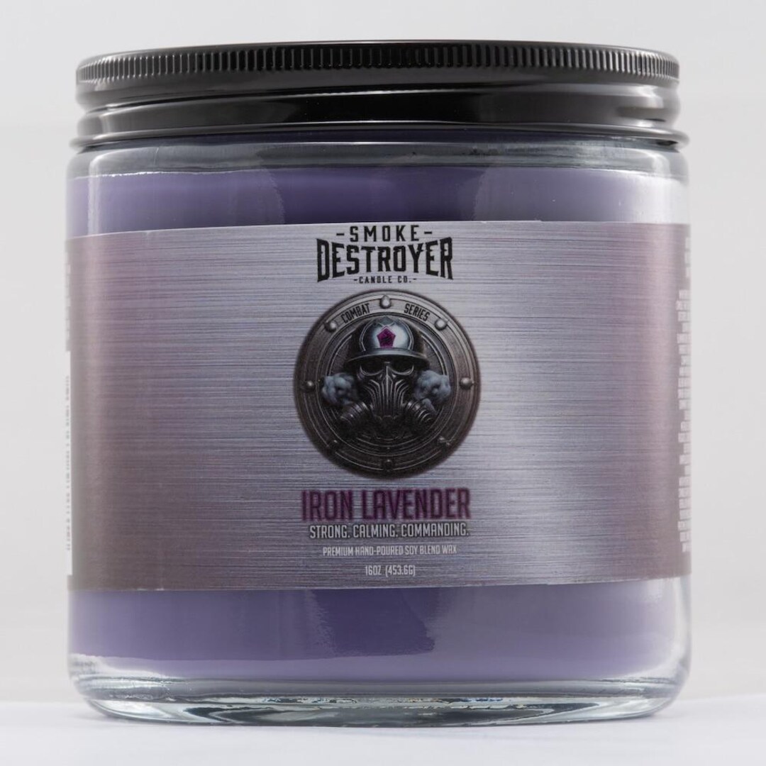 Smoke Destroyer: Combat Series Wood Wick Candle 16oz Iron Lavender - Etsy