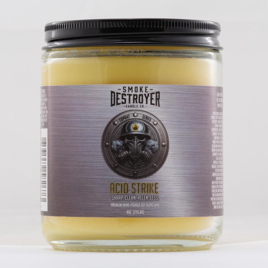 Smoke Destroyer: Combat Series Wood Wick Candle 8oz Acid Strike - Etsy