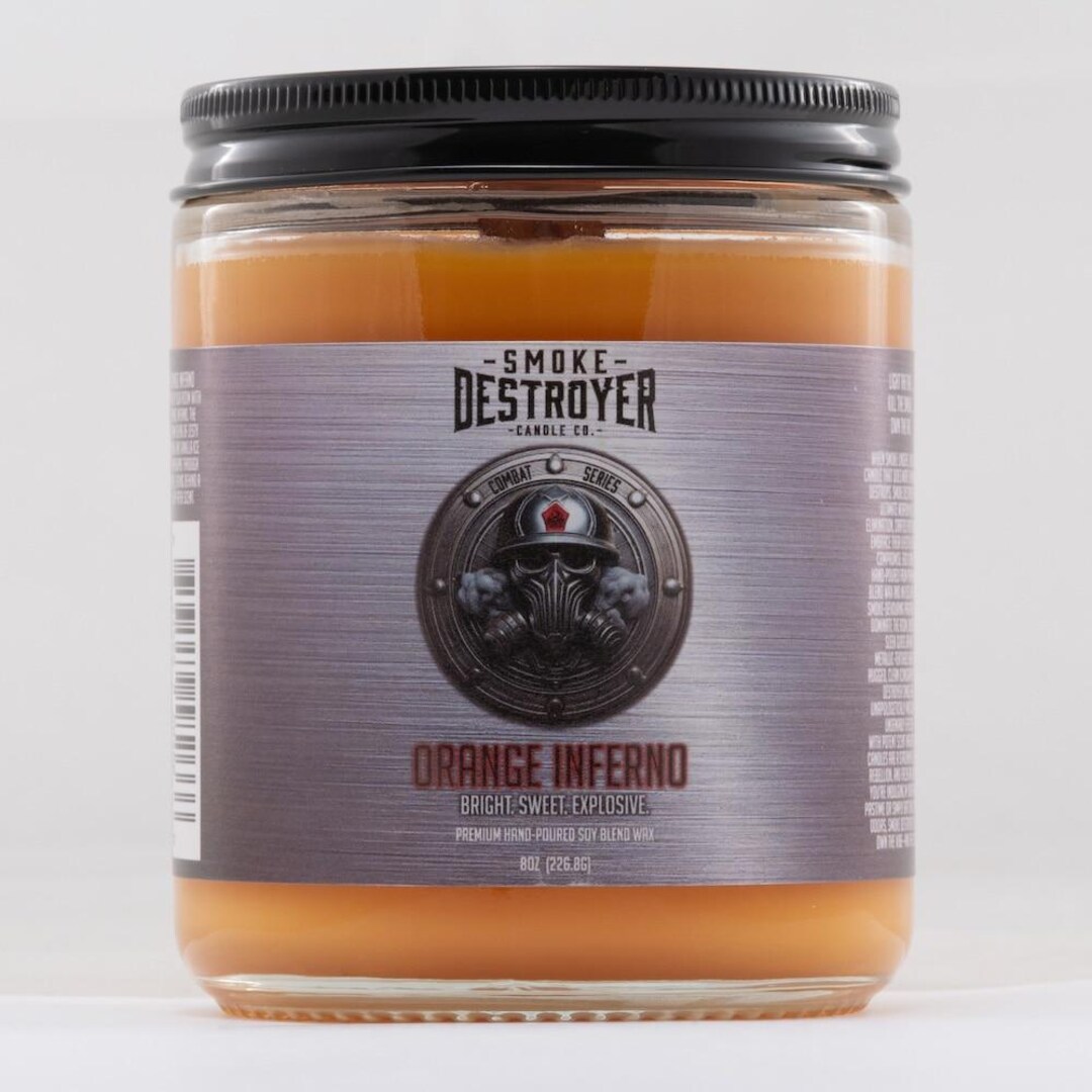 Smoke Destroyer: Combat Series Wood Wick Candle 8oz Orange Inferno - Etsy