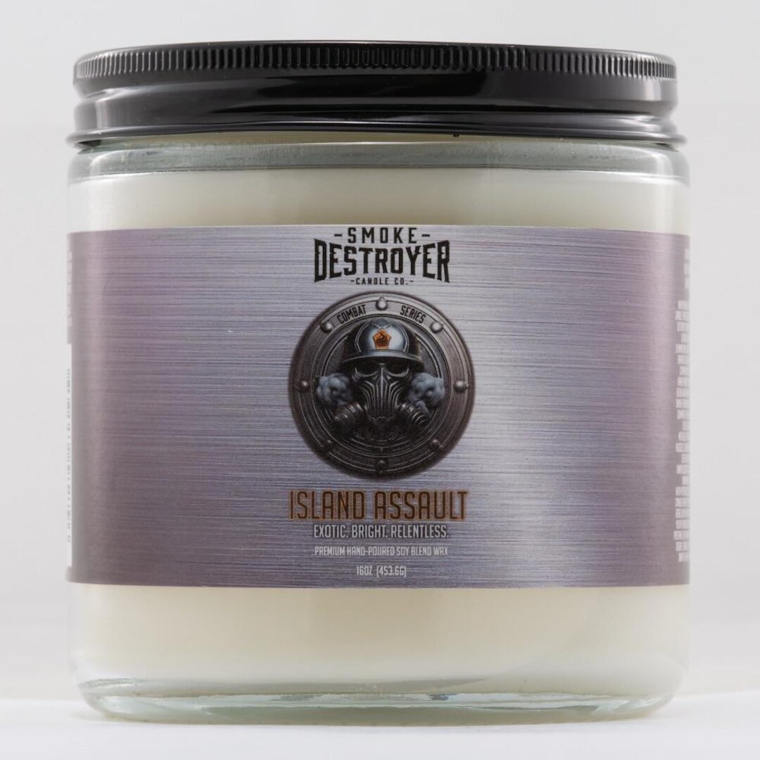 Smoke Destroyer: Combat Series Wood Wick Candle 16oz Island Assault - Etsy