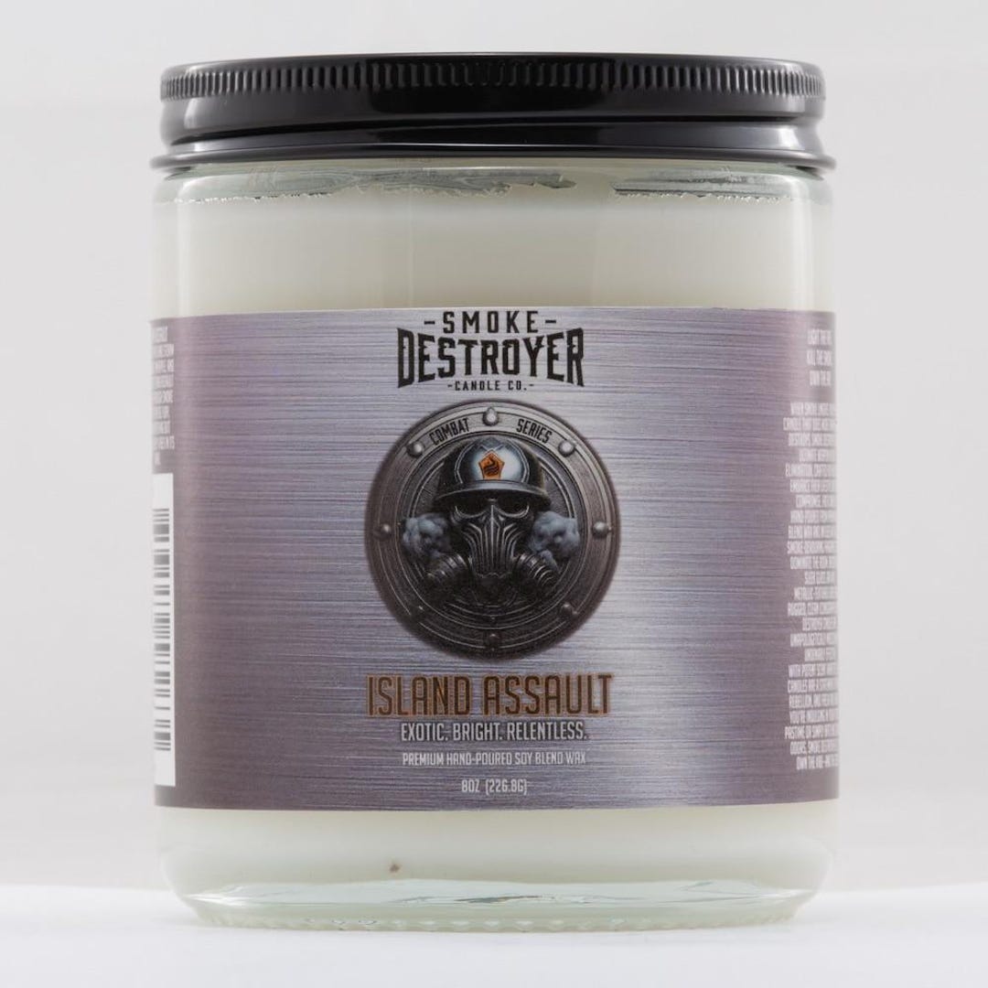 Smoke Destroyer: Combat Series Wood Wick Candle 8oz Island Assault - Etsy