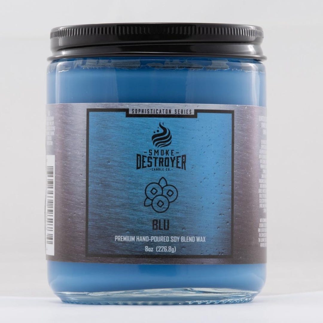 Smoke Destroyer: Sophistication Series Wood Wick Candle 8oz Blu - Etsy