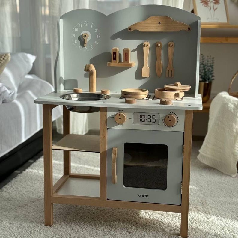 Little Chef Wooden Montessori Play Kitchen – Pretend Cooking Toy for ...