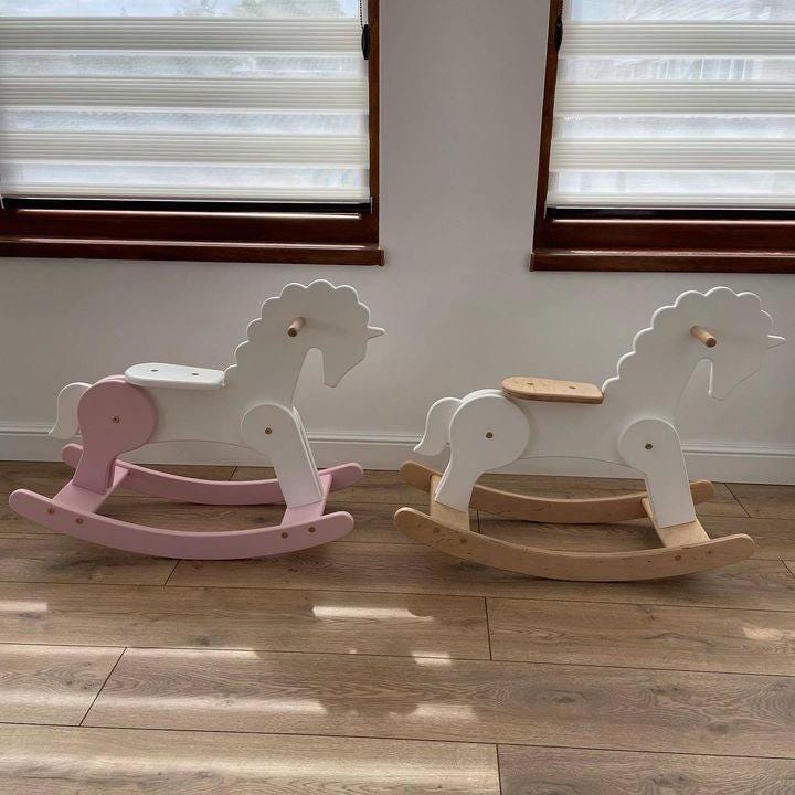 Handmade Wooden Rocking Horse Toy – Baby Rocker, First Birthday Gift ...