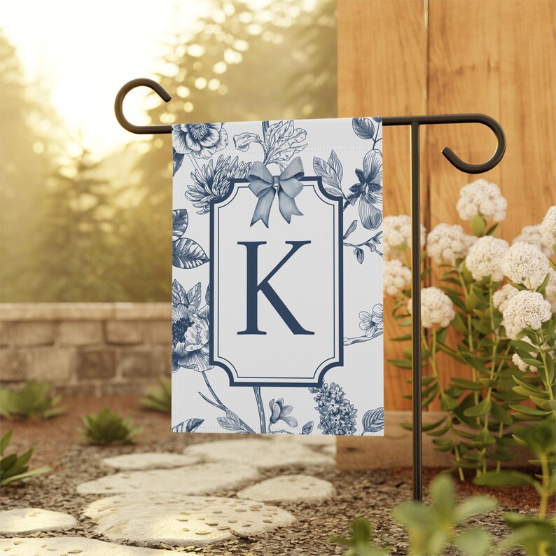 Personalized Blue & White Floral Garden Flag - Etsy