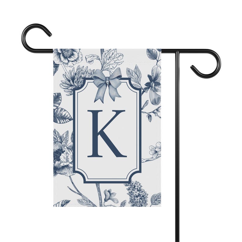 Personalized Blue & White Floral Garden Flag - Etsy